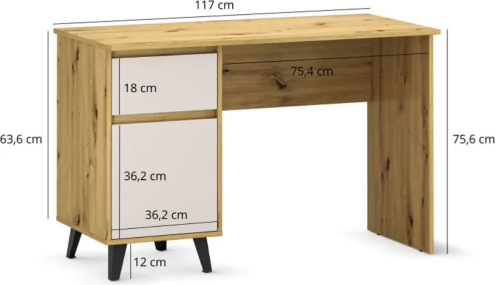 Psací stůl BORG 1d1s/120 dub artisan / kašmír