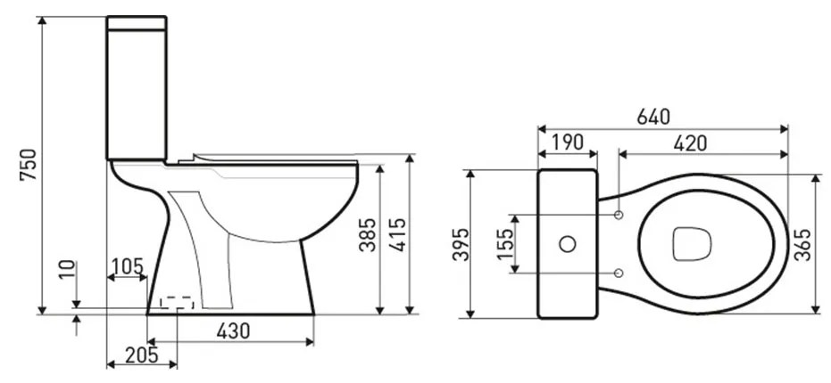 Novoterm WC kombi NV-Clear SO se spodním odpadem a WC sedátkem