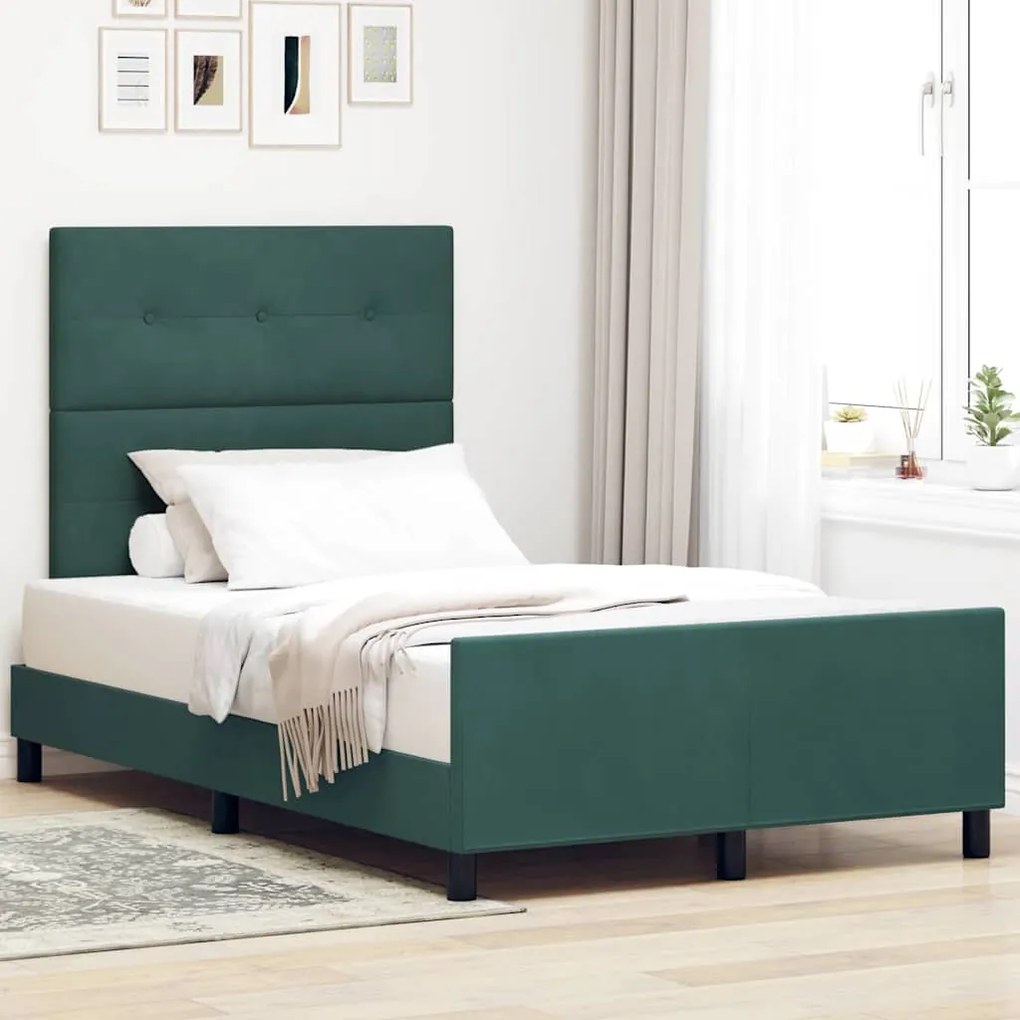Postel s boxspringem s čelo Tmavě zelená 120 x 200 cm samet 3344936