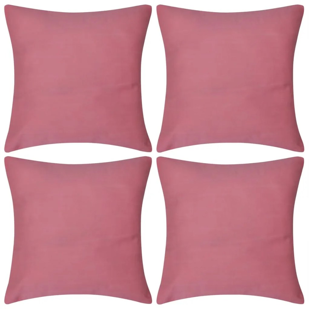 130934 vidaXL 130934 4 Pink Cushion Covers Cotton 40 x 40 cm
