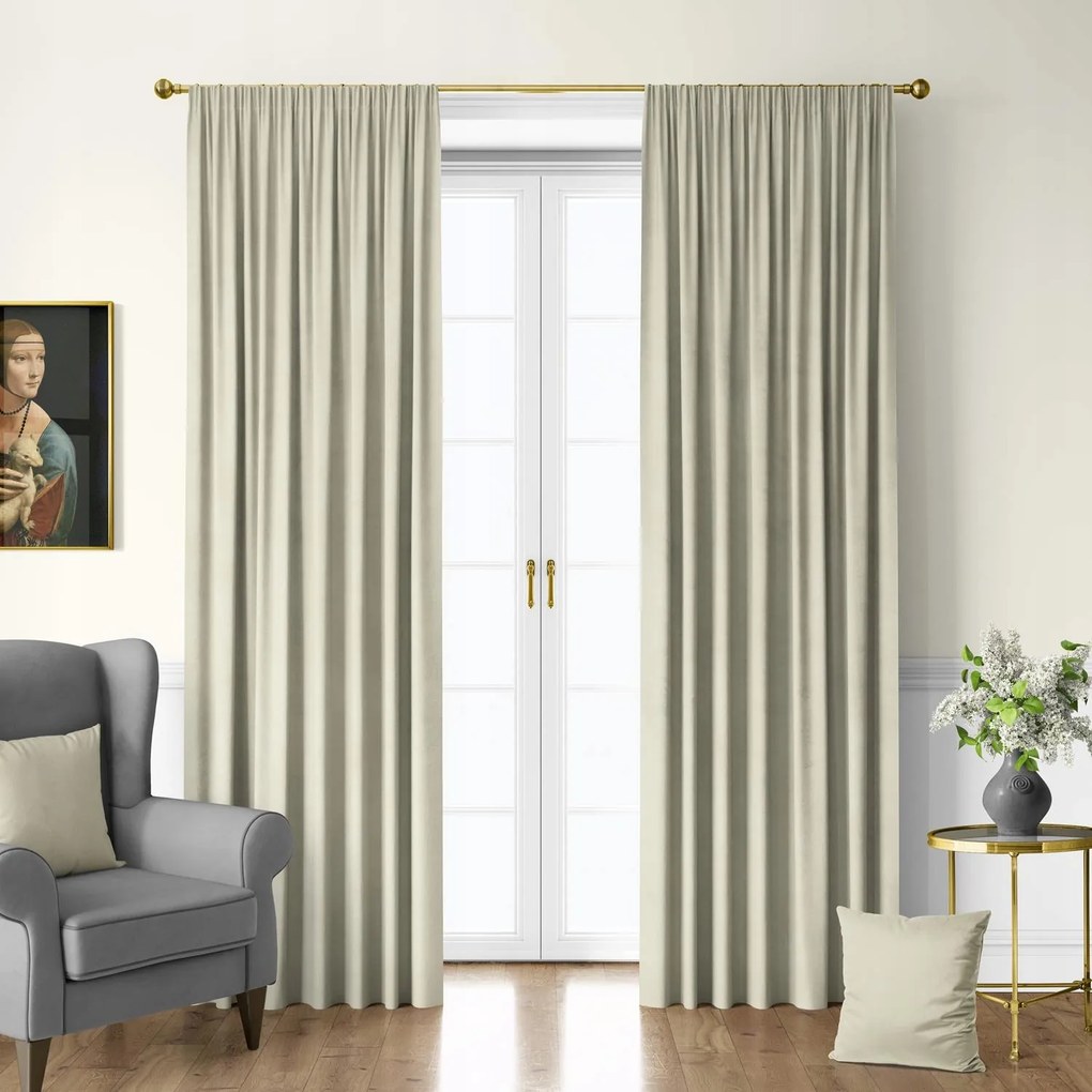 Závěs Velvet, Velur, S Páskou 140 š x 235 v, Zatemňovací 70% Beige