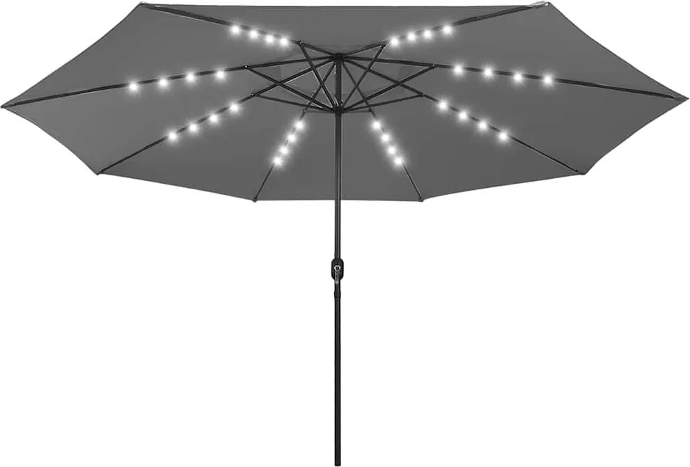 Zahradní slunečník s LED osvětlením 400 cm antracitový 312532