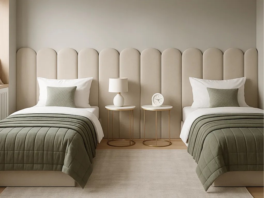 Nástěnný čalouněný panel VELVET ve tvaru oblouku Zvolte barvu: Krémová, Zvolte rozměr: 30x70 cm, Uchycení na zeď: Se samolepícím suchým zipem