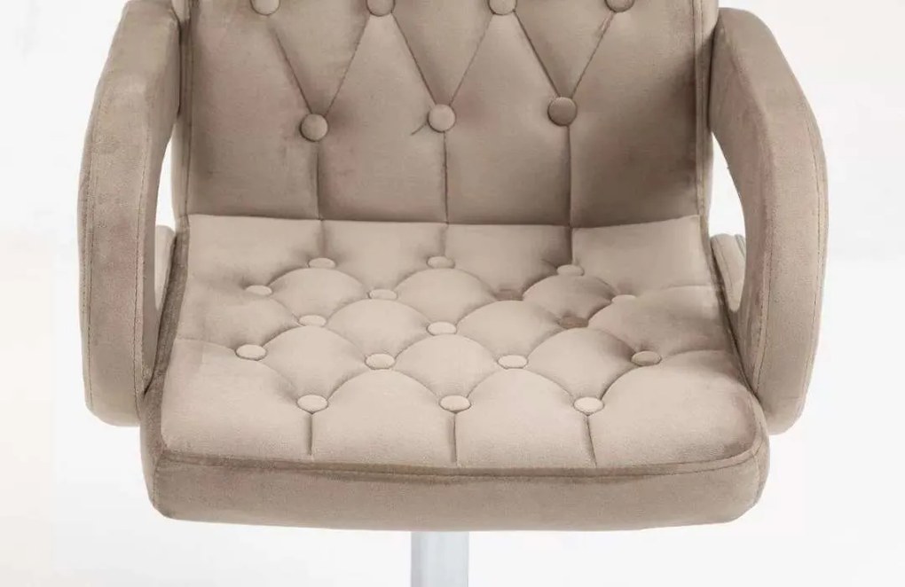 LuxuryForm DESIGN Barová židle BOSTON VELUR na černé kulaté podstavě - latte