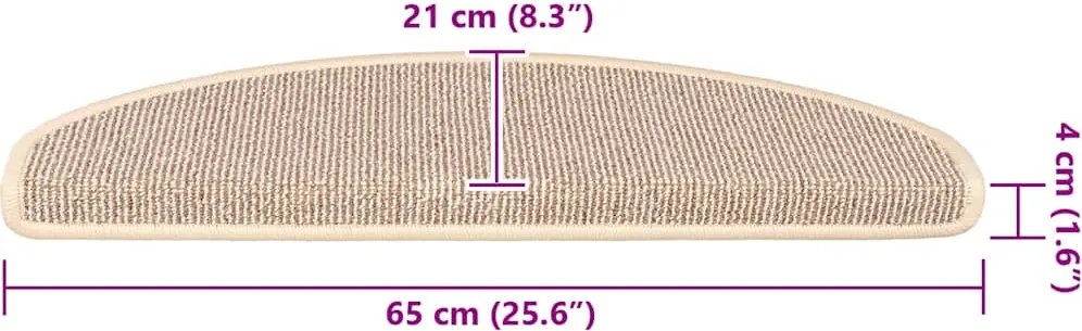 Schodové rohože 15 ks 65 x 21 x 4 cm bílé a hnědé, půlkulaté, velké 149860