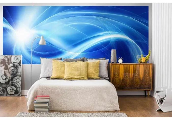 DIMEX | Panoramatická vliesová fototapeta na zeď Modrý abstrakt MP-2-0288  | 375 x 150 cm | modrá, bílá