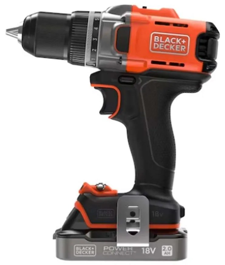 BLACK+DECKER Nářadí - 18V AKU vrtací šroubovák, 1x aku 2,0 Ah Li-Ion, nabíječka BCD382D1XC-QW