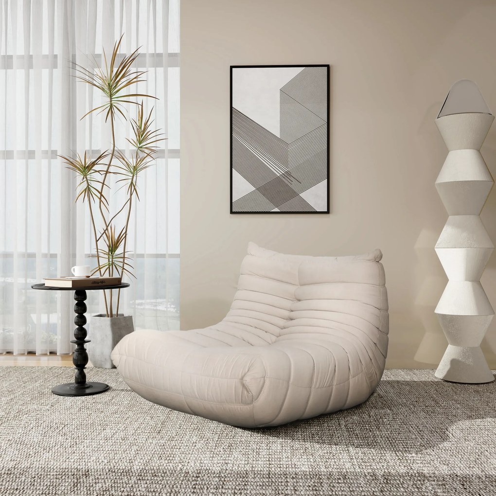 Designové křeslo Nua samet béžové