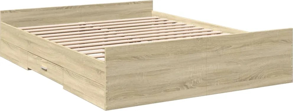 Rám postele se zásuvkami dub sonoma 140x200 cm kompozitní dřevo 3280295
