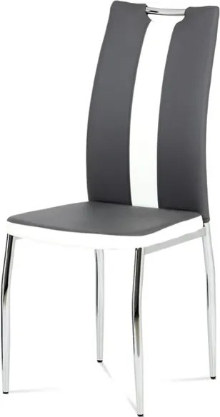 Sconto Jídelní židle BARBORA šedo-bílá/chrom
