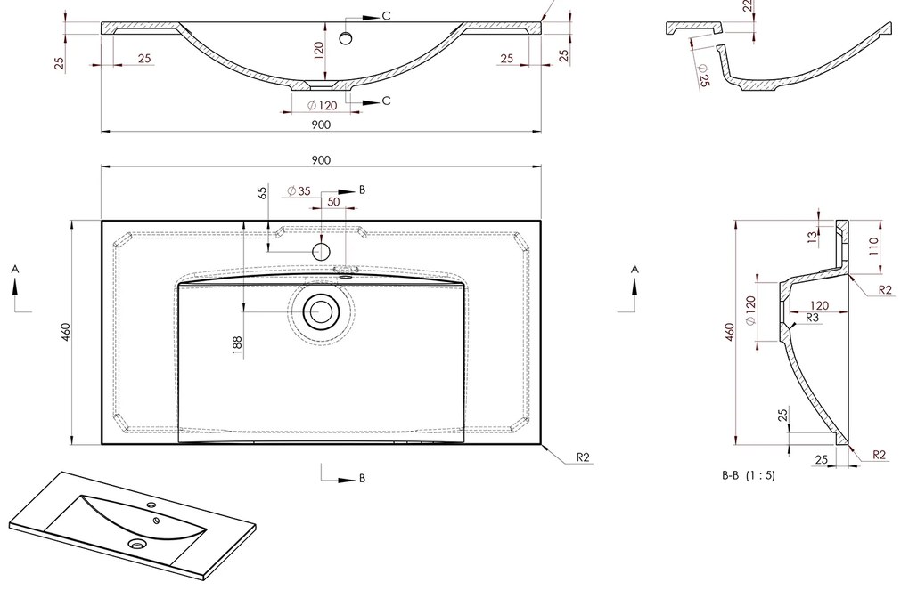 Sapho SKA konstrukce 90 KSET-024 černá mat