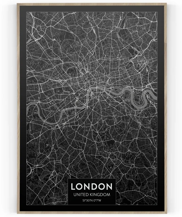 Plakát / Obraz Mapa London 61 x 91,5 cm Napnuté plátno na dřevěném rámu
