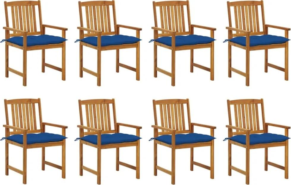 vidaXL Zahradní židle s poduškami 8 ks masivní akáciové dřevo [3078201] Barva: Šedá