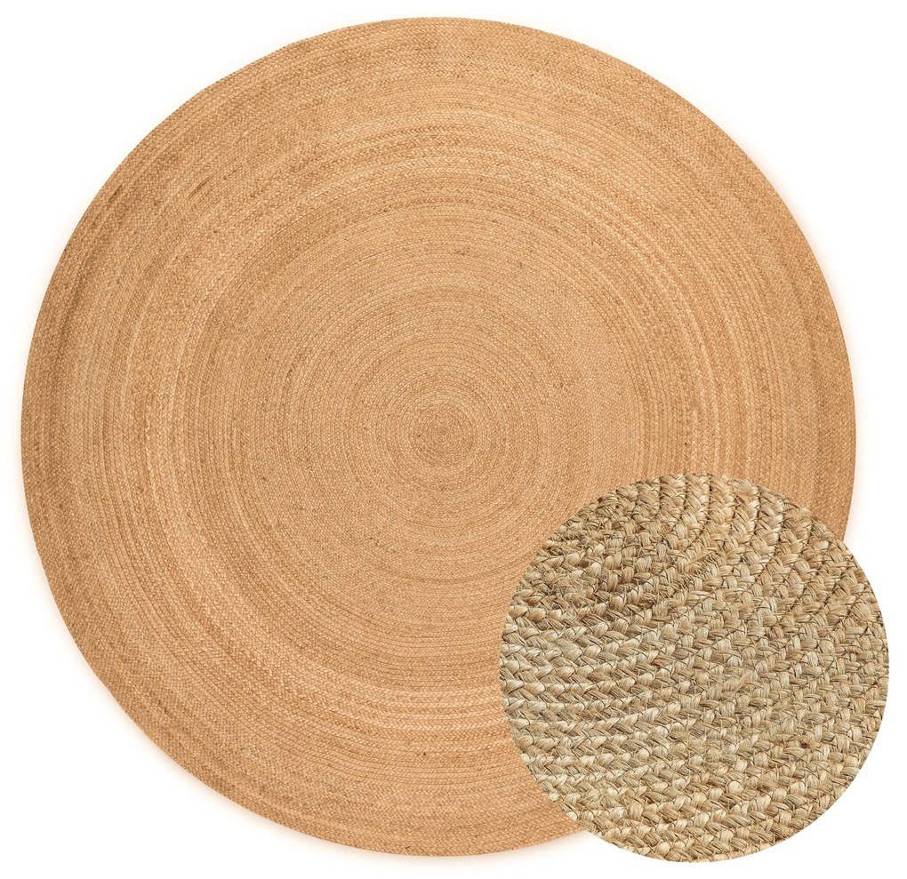 Hanse Home, Kusový koberec Jute Braided 106005 Gold kruh, 100x100 (průměr) kruh, béžová, chodba / předsíň