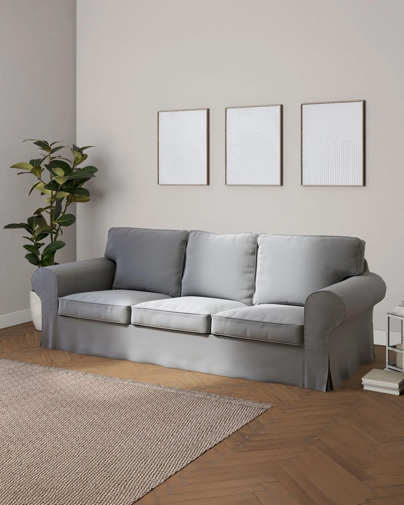 Potah na pohovku IKEA Ektorp 3-místná, rozkládací STARÝ MODEL PIXBO barva šedá látka sametová