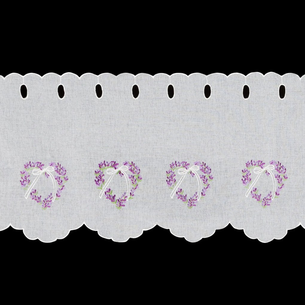 KRÁTKÁ ZÁCLONA NA POUTKÁCH LAVENDER 145X40 CM KVĚTY