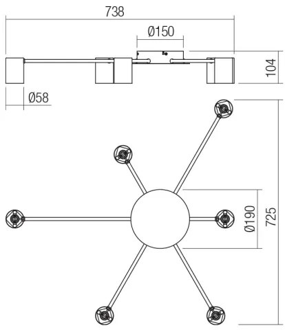 Redo 01-4051 - Bodové svítidlo NOA 6xGU10/10W/230V zlatá