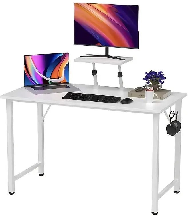 Psací, PC stůl, dřevo, kov, bílá, NoBi TARCAL TYP 3