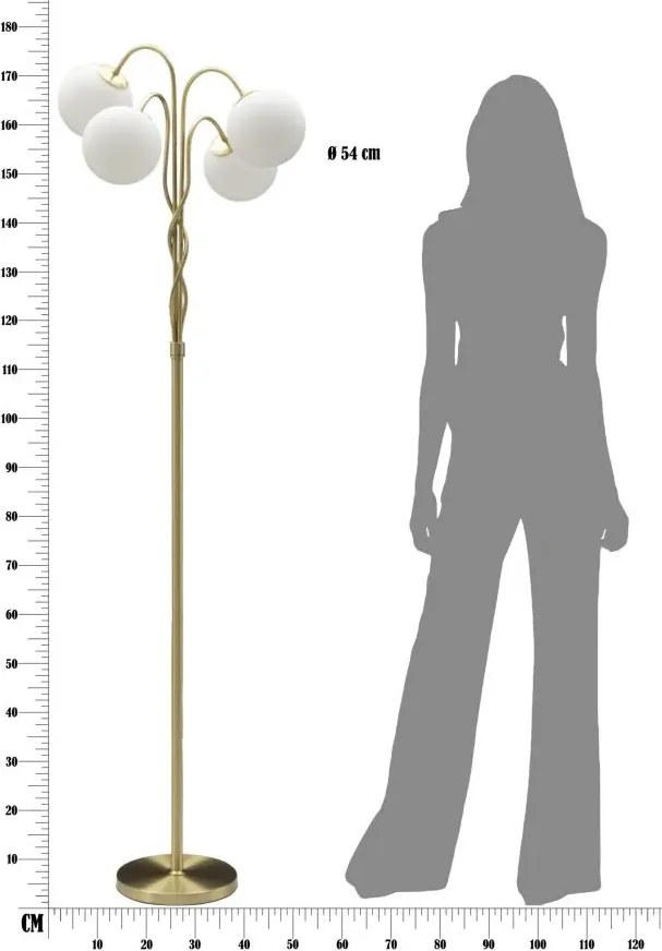 Stojací lampa Glamy 176 cm bílá/zlatá