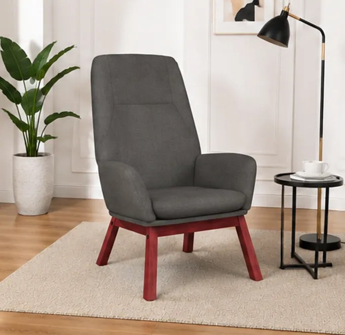 relaxační křeslo, odpočinkové, masivní kaučukovník/kov/textil, 95x76x71 cm, nohy tmavé/tmavě šedá, Dekorino KR20260082