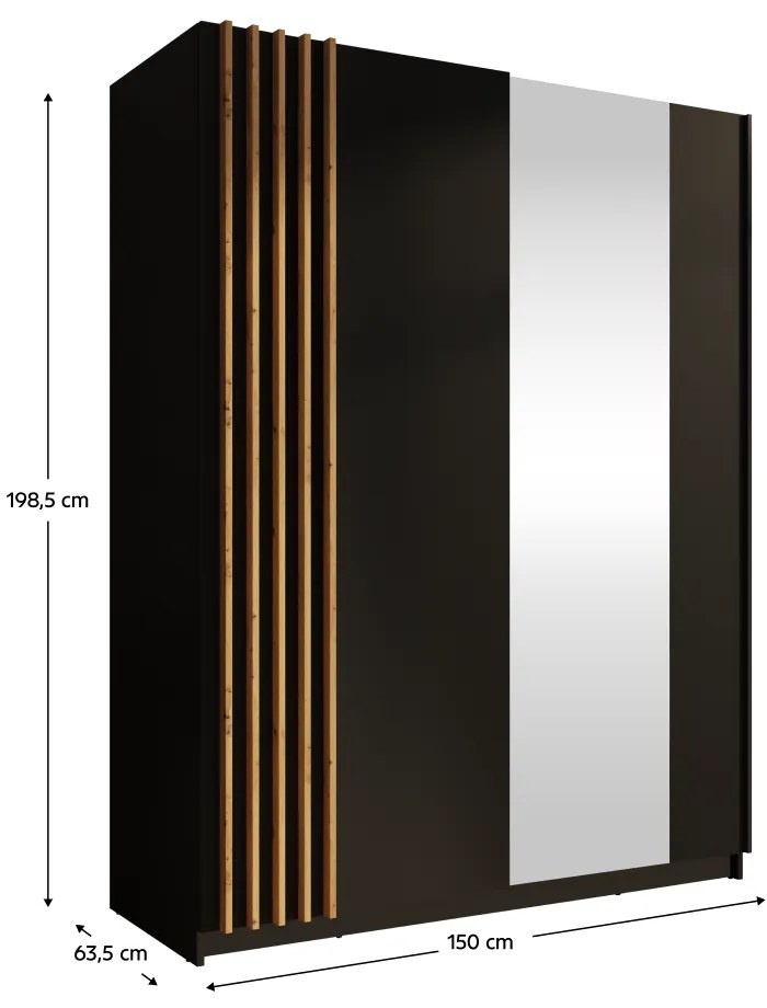 Kondela Skříň, 2D-150, černá/dub artisan, BAJADERO TYP 1