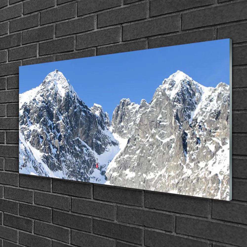 Obraz na skle Hora Sníh Krajina 120x60 cm