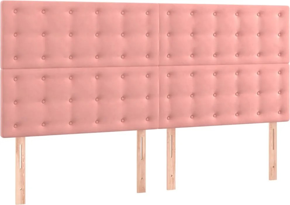 Box spring postel s matrací růžová 200x200 cm samet 3138108