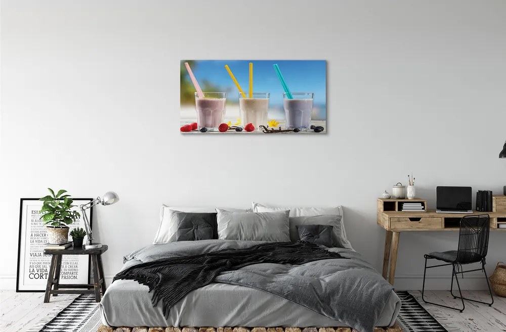 Obrazy na plátně Cocktail sklo barevné brčka 100x50 cm