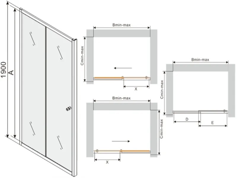 MEXEN APIA sprchové dveře 100x190 cm 5mm, černá-čiré 845-100-000-70-00 - MEXEN