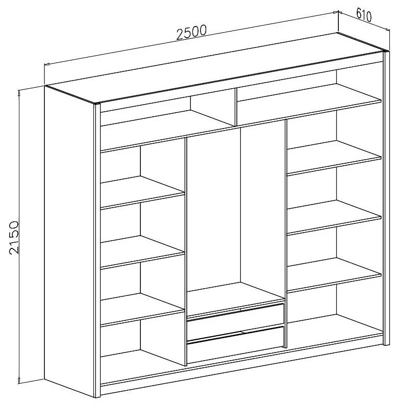 Casarredo Šatní skříň FRANKLIN 250 bílá/černá