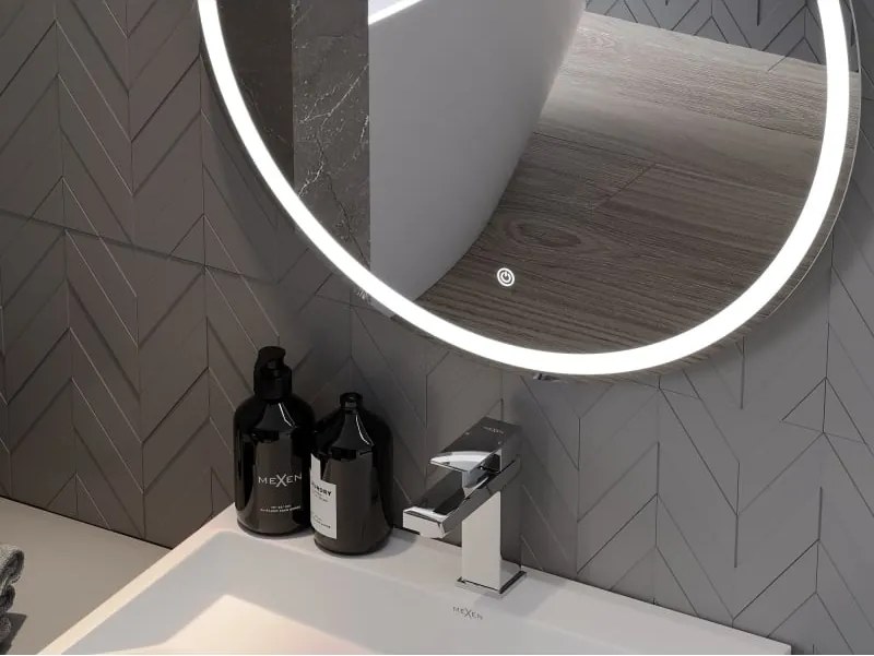 Mexen Gobi koupelnové zrcadlo s osvětlením, kulaté 70 cm, LED 6000K, proti zamlžení - 9801-070-070-611-00