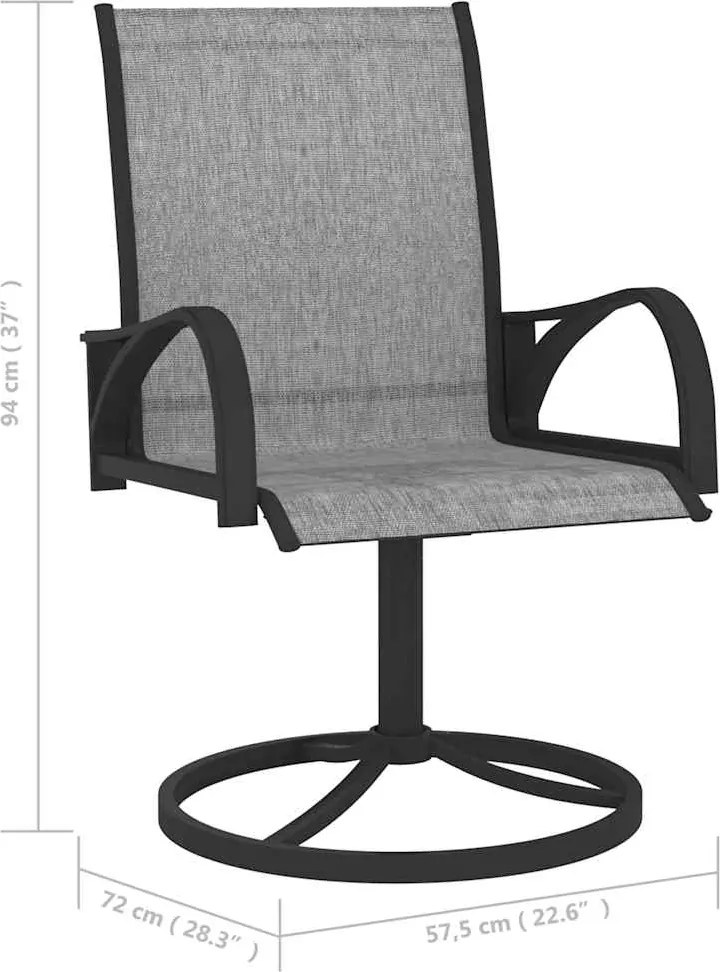 Zahradní otočná křesla 2 ks textilen a ocel šedá 312167