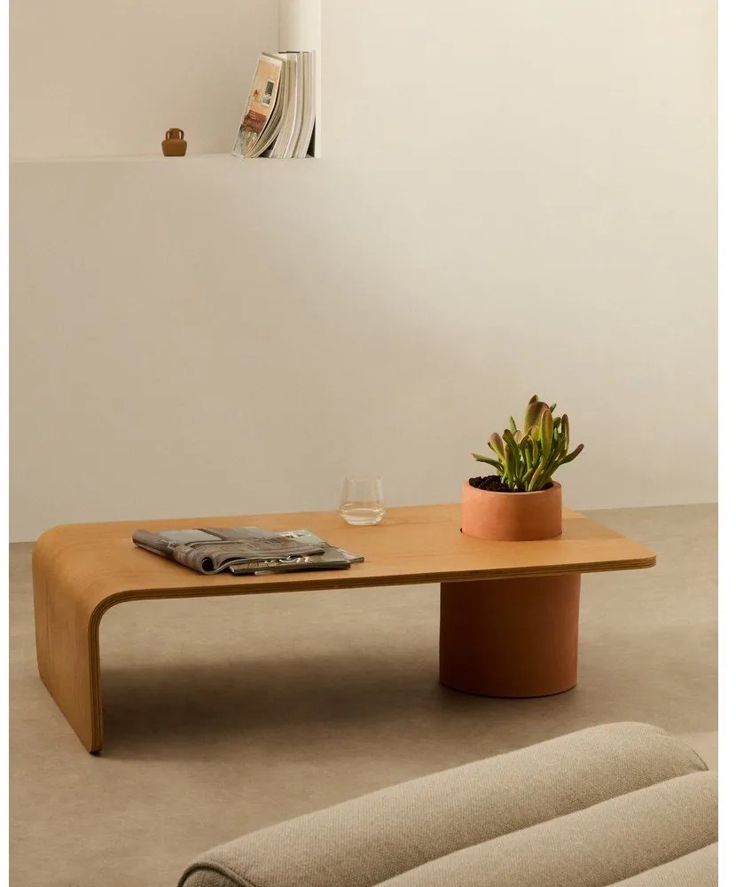 Kulatý konferenční stolek v dekoru dubu v přírodní barvě 60x110 cm Olaria – Kave Home