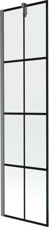 Mexen, Mexen Next parawan nawannowy 1-skrzydłowy 50 x 150 cm, czarny wzór, gun gray szczotkowany - 895-050-000-00-77-66