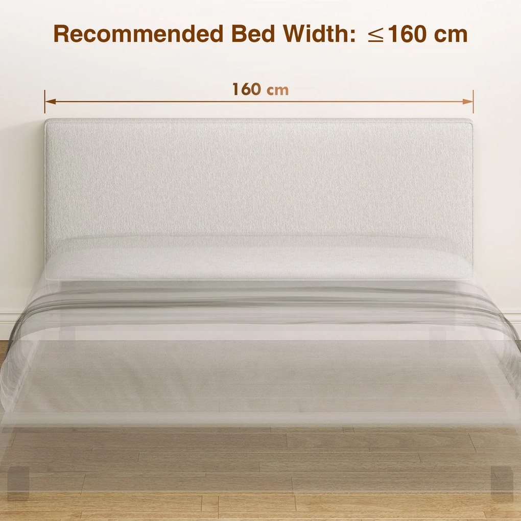 HOMCOM čalouněné plovoucí čelo postele s lněným vzhledem, 160 × 60 cm, krémové