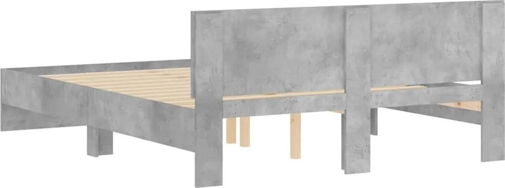 vidaXL Rám postele s čelem 140 x 190 cm Kompozitní dřevo [3207497] Barva: Betonová šedá