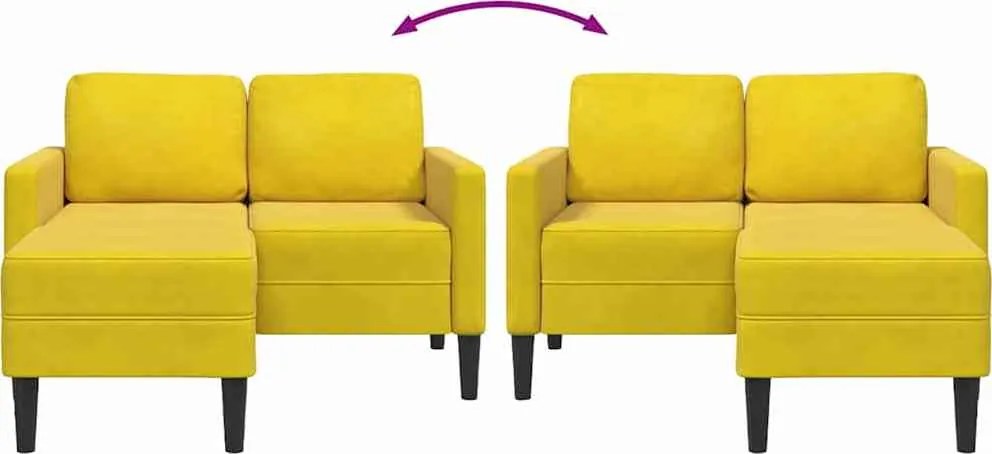 vidaXL Dvoumístná pohovka s lehátkem ve tvaru L 125 cm samet [4107072] Barva: vínová červená