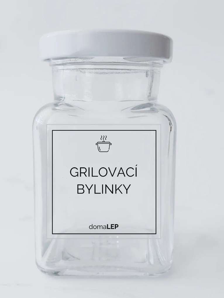 Samolepka na kořenky GRILOVACÍ BYLINKY průhledná 5 × 5 cm základní písmo