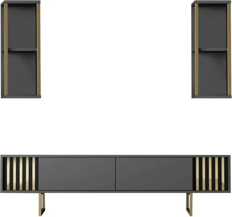 Televizní stolek s policemi Linie Anthracite and Gold