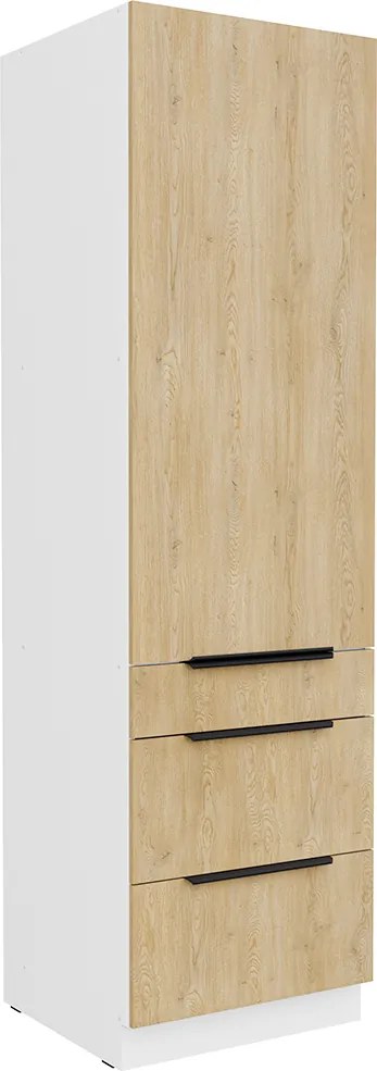 CREMONA bc | vysoká skříňka 60 DKS-210 3S1F potravinová | UNI dvířka | 60 cm | PREMIUM BOX | bílá/cremona