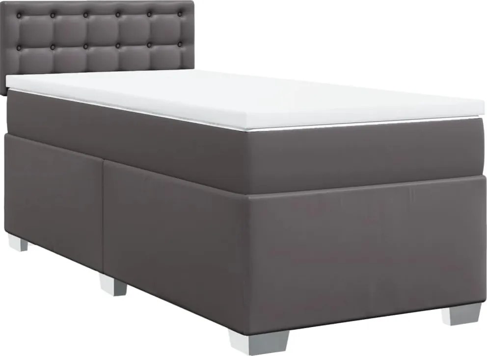 Box spring postel s matrací šedá 90x190 cm umělá kůže 3286102