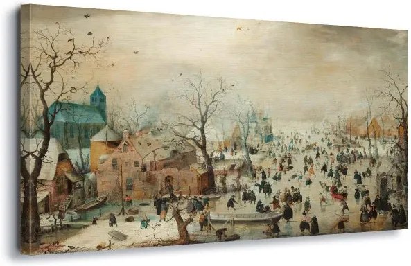 GLIX Obraz na plátně - Winter Landscape With Skaters, Hendrick Avercamp 60x40 cm