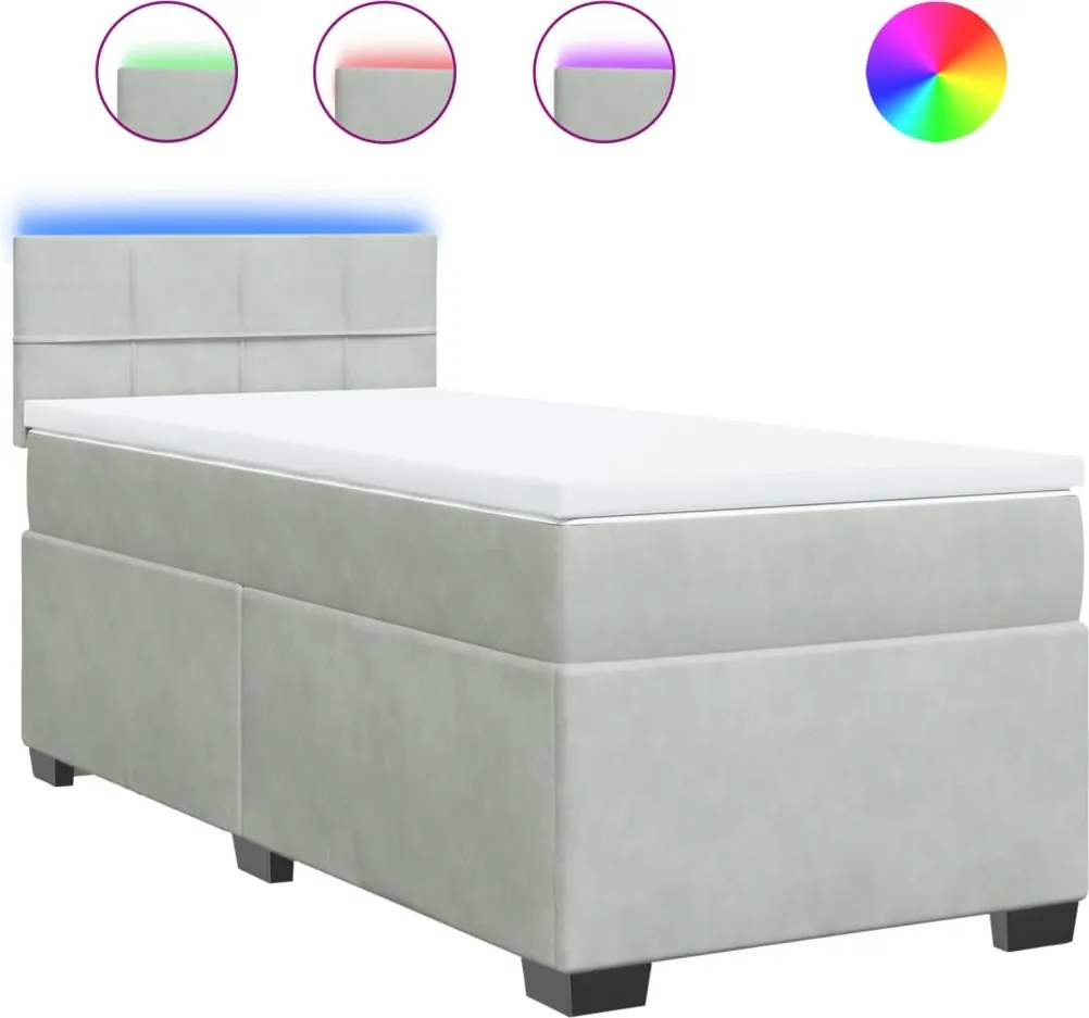 Box spring postel s matrací světle šedá 80 x 200 cm samet 3288462