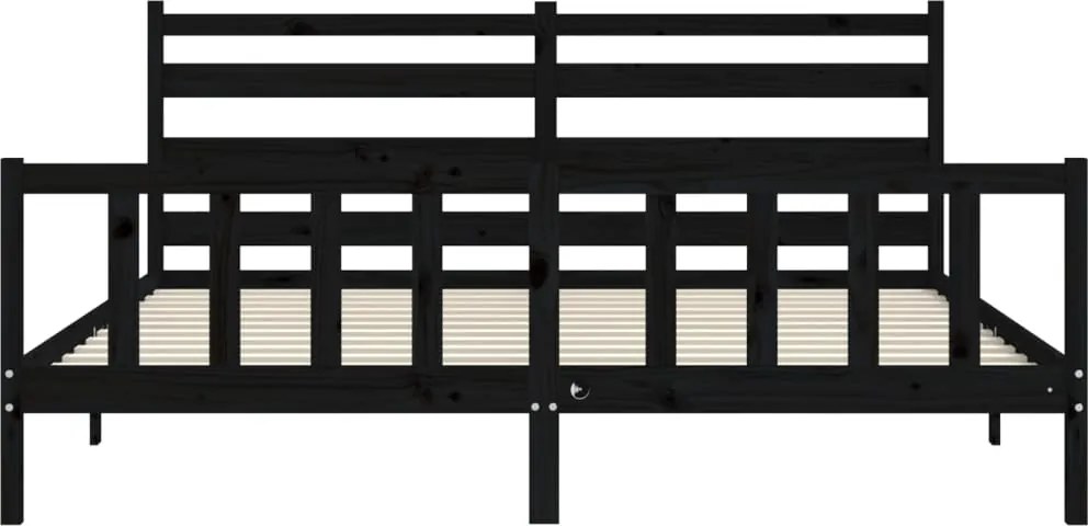 Rám postele s čelem černý 200 x 200 cm masivní dřevo 3192060