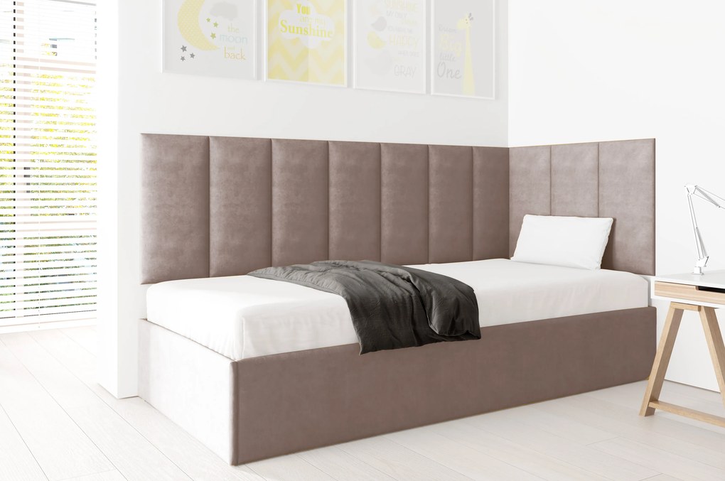 Eka Čalouněná postel Lucy s čalouněnými panely ZDARMA - 90x200 cm Barva látky Trinity: Černá (Trinity 2316)