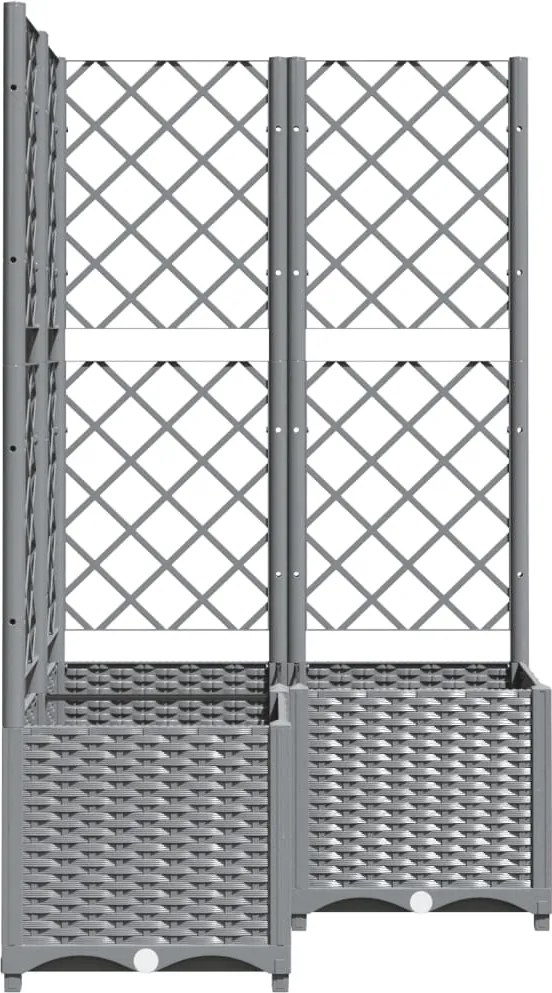 Zahradní truhlík s treláží světle šedý 80 x 80 x 136 cm PP 153276