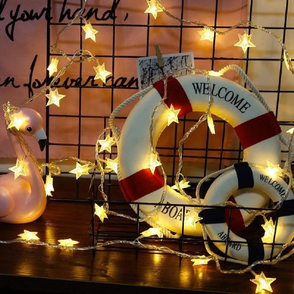 Vnitřní LED vánoční řetěz s hvězdičkami, teplá bílá, 3m, 28 LED