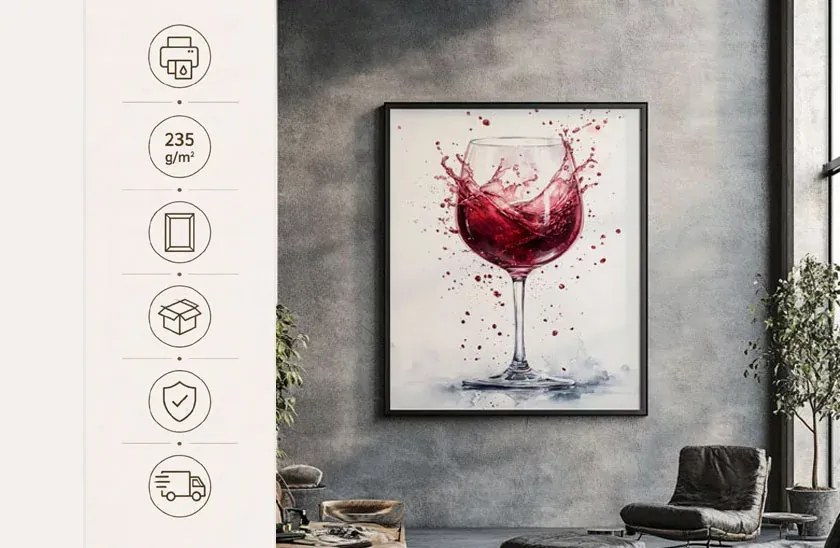 Vínový okamžik - obraz - Dynamická elegance červeného vína 20 - 50 x 70 cm - 649 Kč