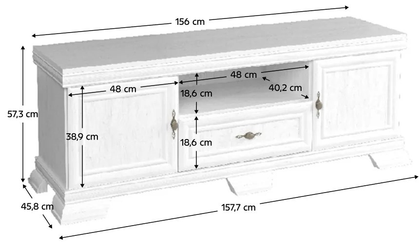 Kondela TV stolek KRT2, sosna andersen, KORA NEW