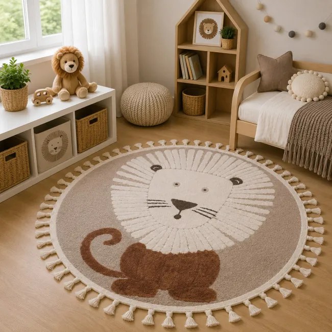 Koberec SKANDI KIDS A1095A béžový / oranžový kruh